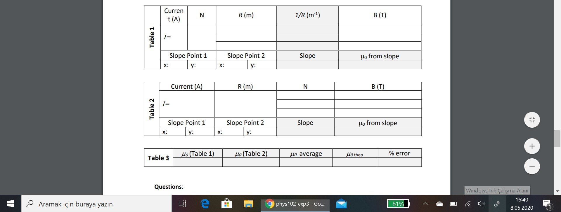 Solved Suppose that you take data and fill Table-2 of your | Chegg.com
