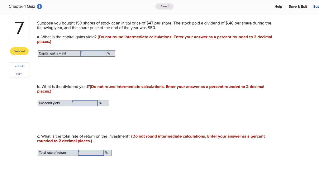 Solved Chapter 1 Quiz A Seved Help Save & Exit Sub 7 Suppose | Chegg.com