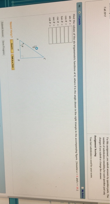 Solved Find the values of the six trigonometric functions of | Chegg.com