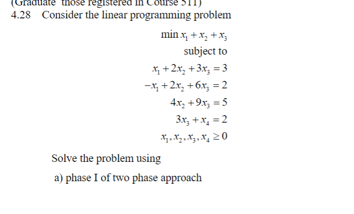 Solved 4.28 Consider the linear programming problem | Chegg.com