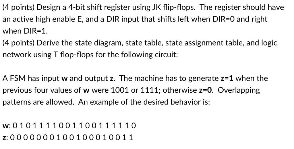 Solved (4 points) Design a 4-bit shift register using JK | Chegg.com
