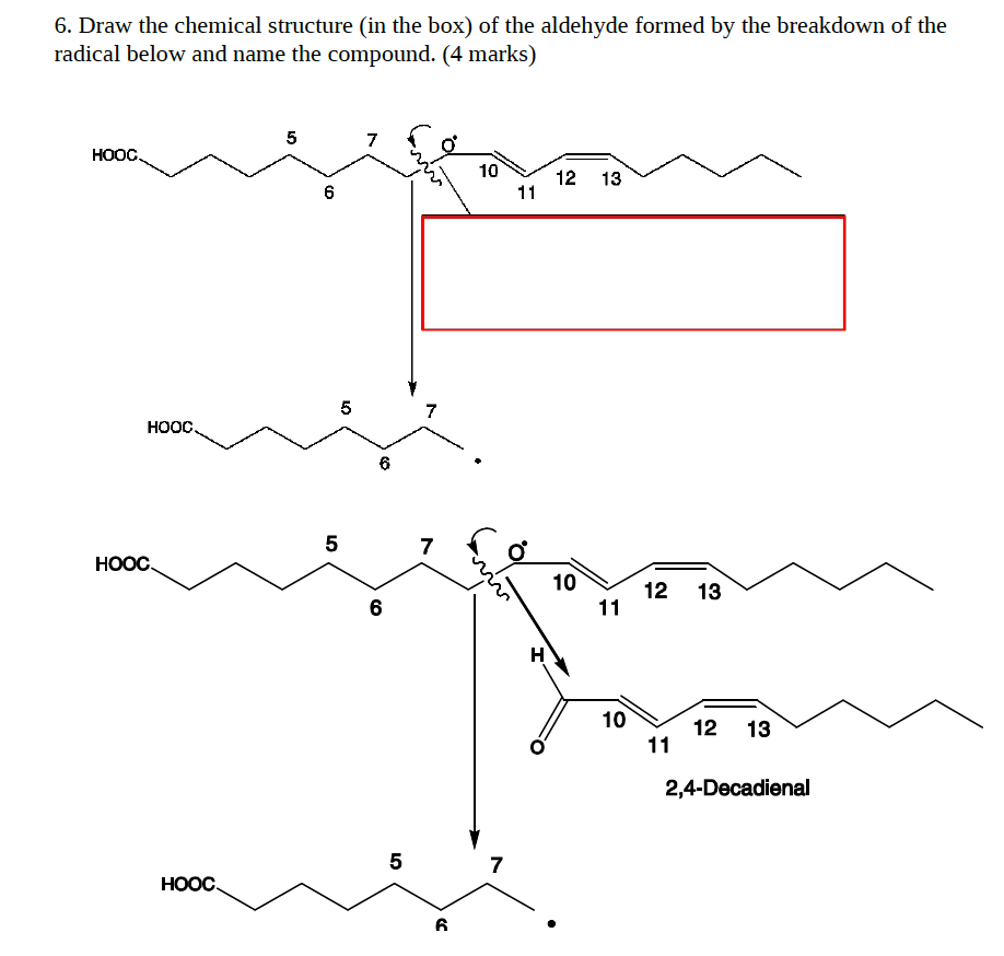 Solved 6. Draw the chemical structure in the box) of the | Chegg.com