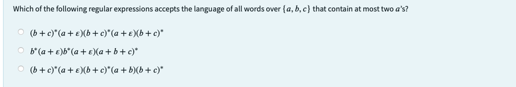 Solved Which of the following regular expressions accepts | Chegg.com