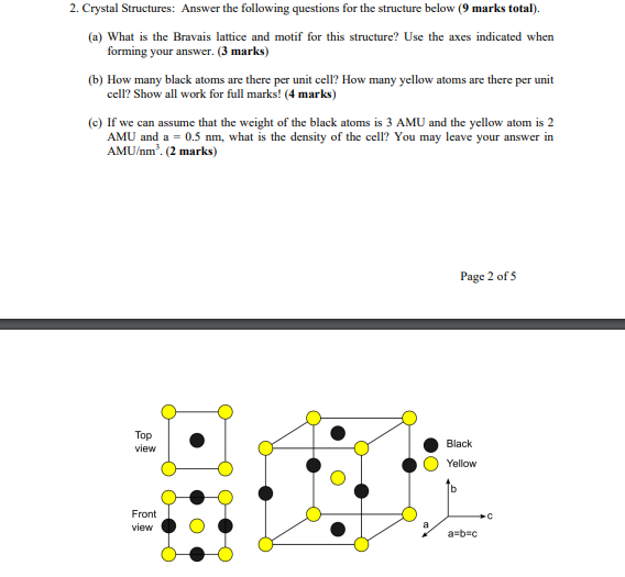 Solved 2. Crystal Structures: Answer the following questions | Chegg.com