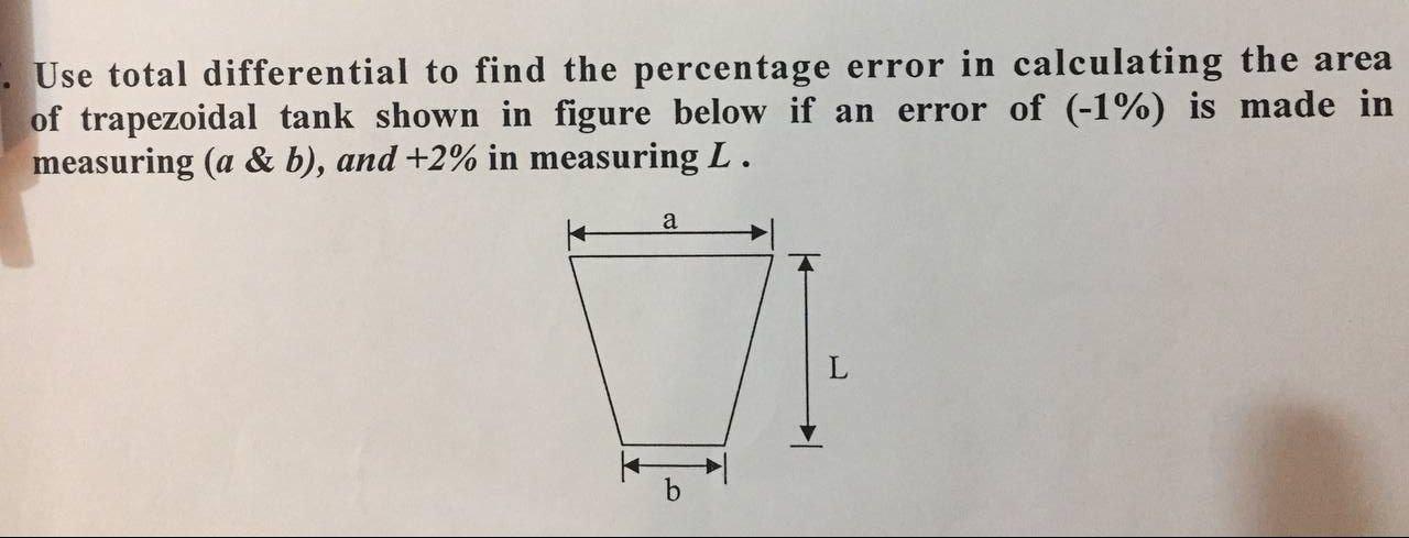Solved Use total differential to find the percentage error | Chegg.com