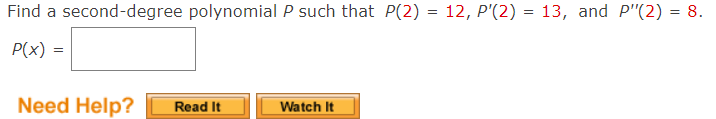 Solved Find a second-degree polynomial P such that P(2) = | Chegg.com