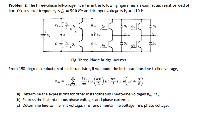 Solved Problem 2: The three-phase full-bridge inverter in | Chegg.com