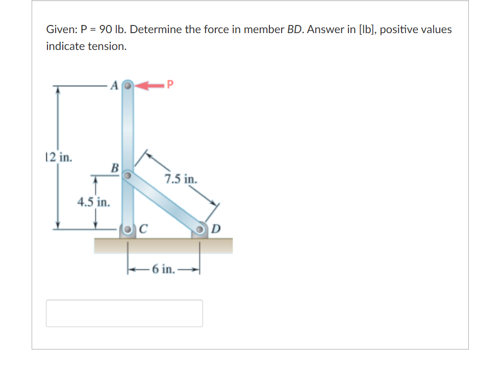 Solved Given: \( \mathrm{P}=90 \mathrm{lb} \). ﻿Determine | Chegg.com