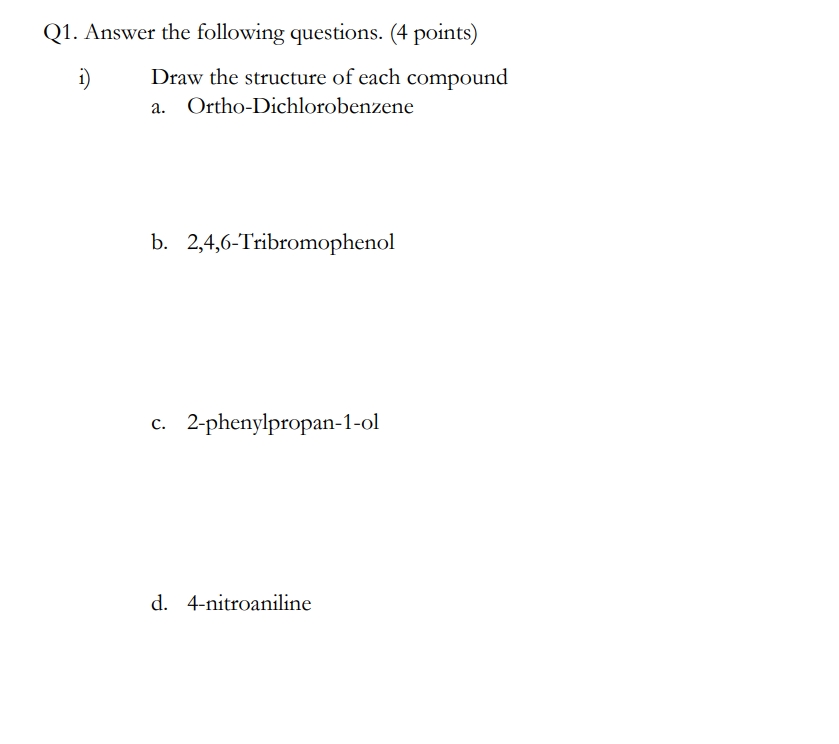 Solved Q1. Answer the following questions. (4 points)i) | Chegg.com Solved Q1. Answer the following questions. (4 points)i) | Chegg.com
