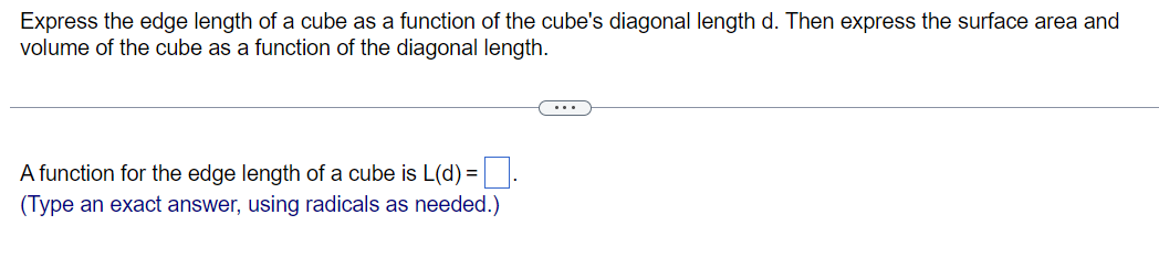 Solved Express the edge length of a cube as a function of | Chegg.com