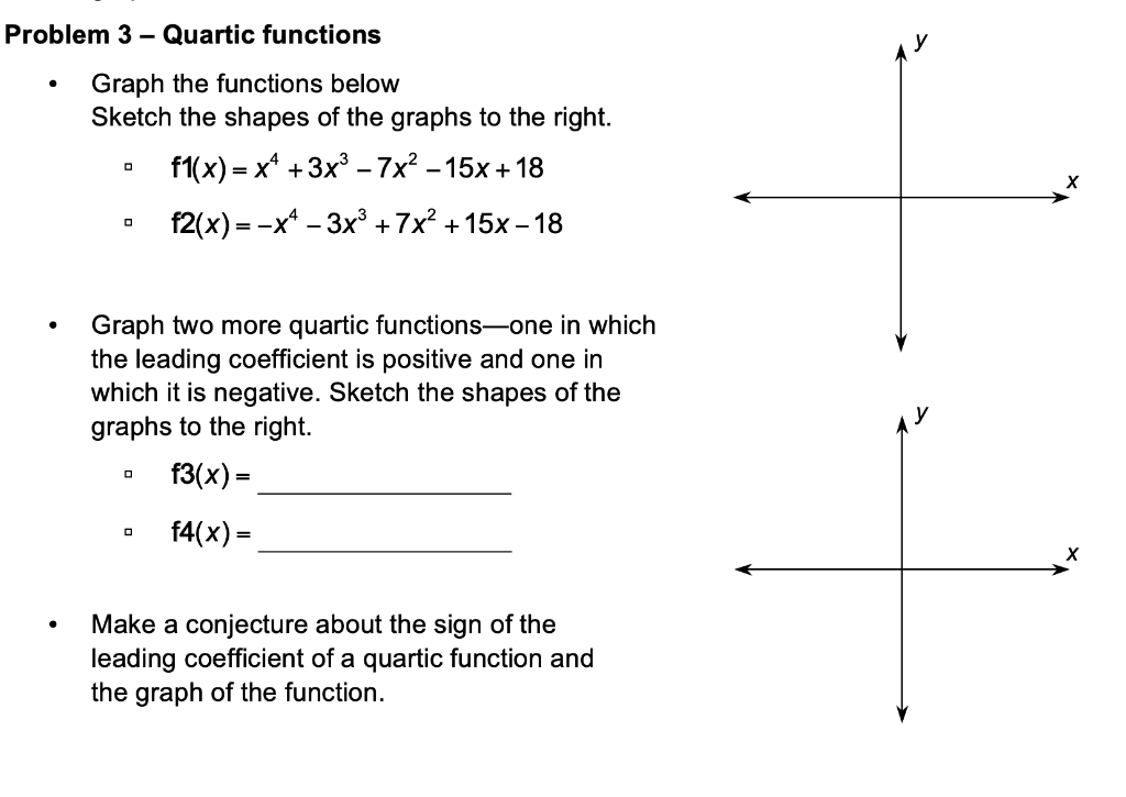 Solved Problem 3 - Quartic functions Graph the functions | Chegg.com