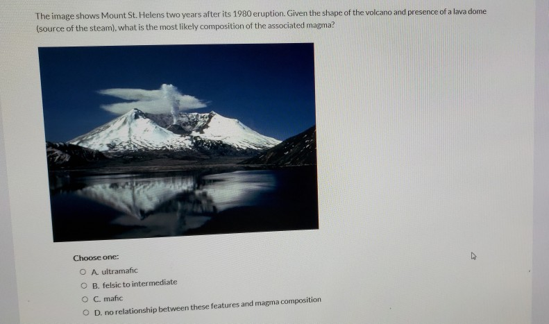 Solved The image shows Mount St. Helens two years after its | Chegg.com