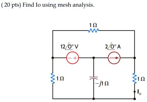 Solved Find Io using mesh analysis. | Chegg.com