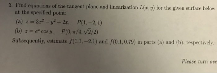 Solved Find equations of the tangent plane and linearization | Chegg.com