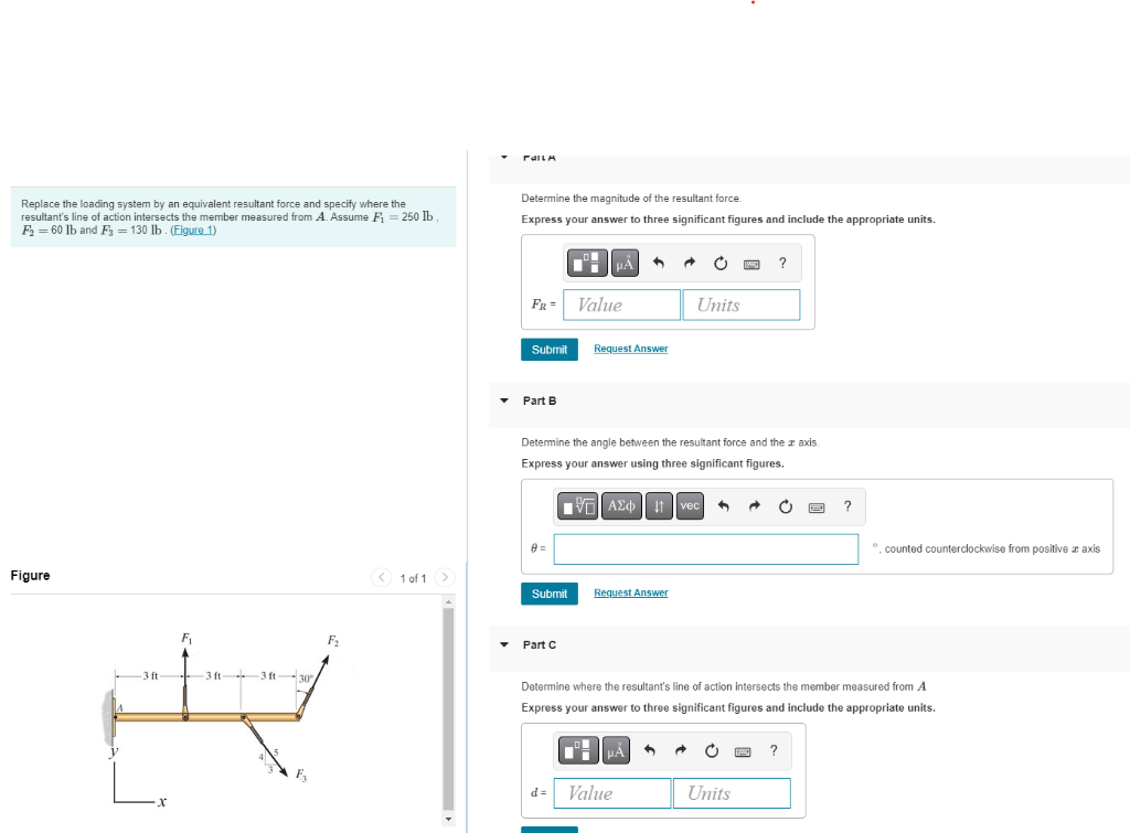 Solved Replace The Loading System By An Equivalent Resultant 
