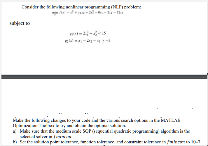 Solved Consider The Following Nonlinear Programming Nlp