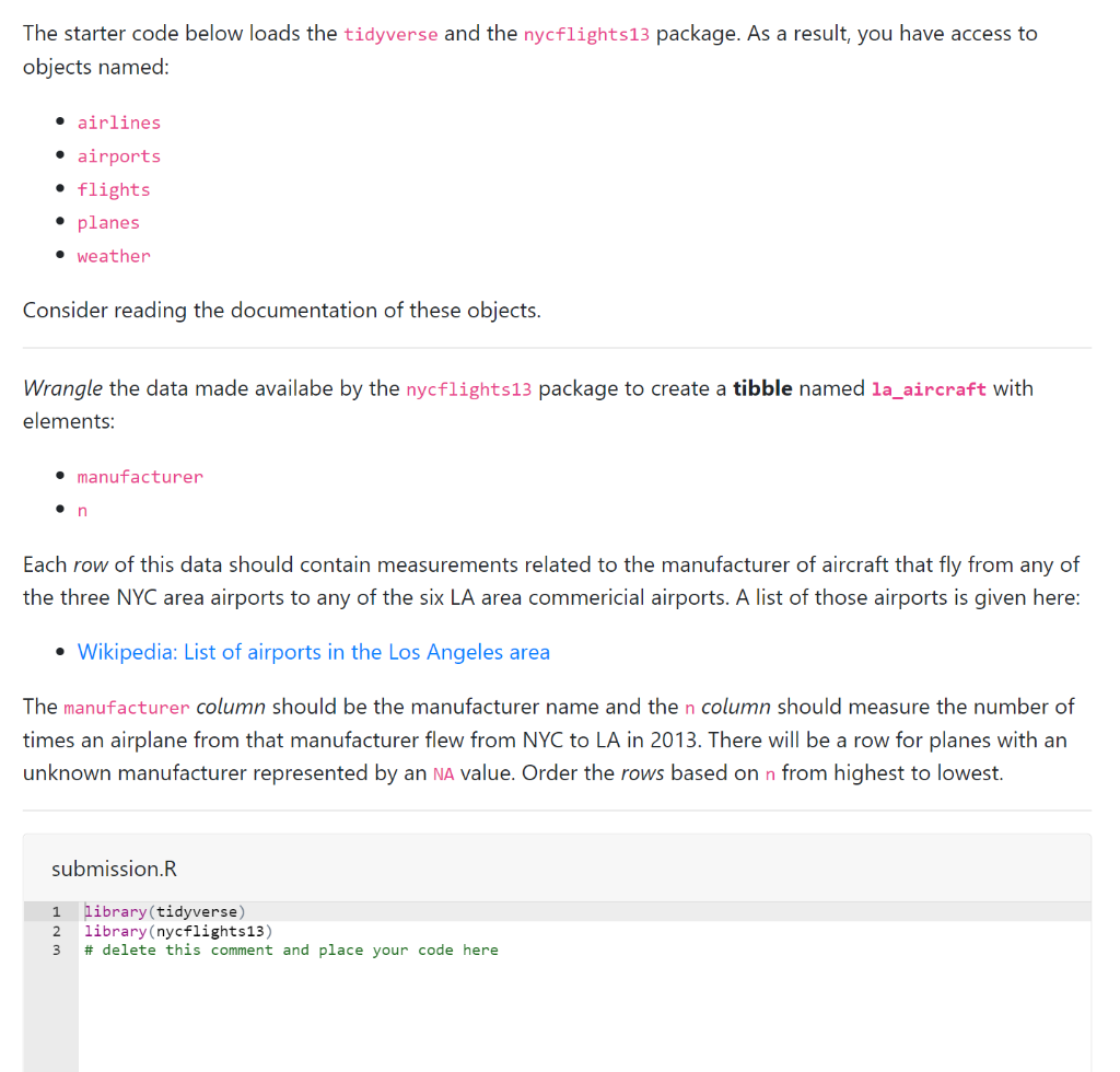 Solved The starter code below loads the tidyverse and the | Chegg.com