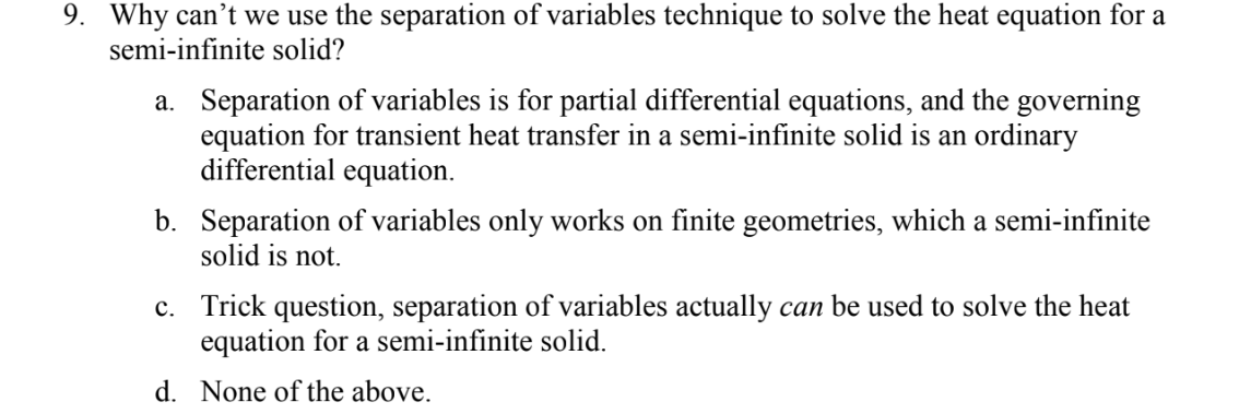 Solved 9. Why can't we use the separation of variables | Chegg.com