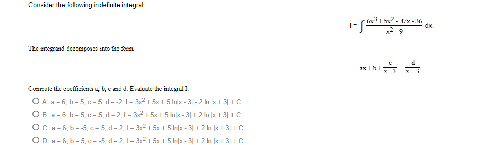 Solved Consider the following indefinite integral + | Chegg.com