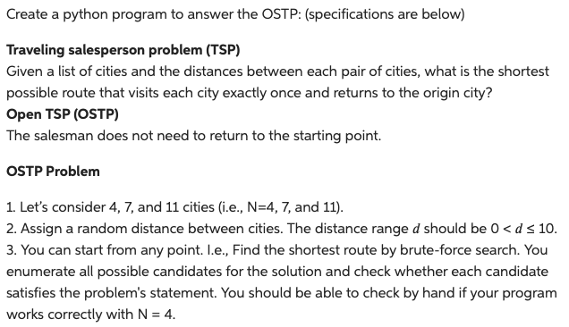 Solved Create a python program to answer the OSTP: | Chegg.com