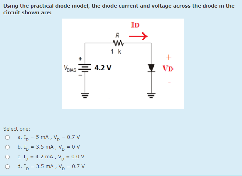 Solved Using the practical diode model, the diode current | Chegg.com