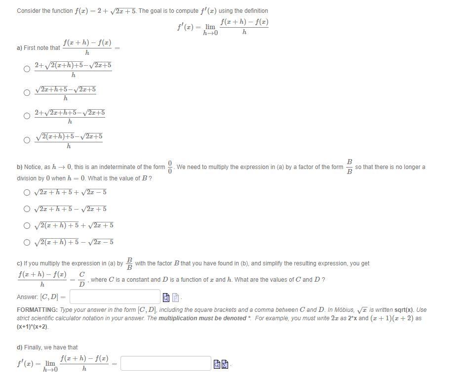 Solved Consider the function f(x)=2+2x+5. The goal is to | Chegg.com