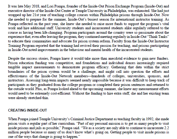 Solved What is the “Inside-Out Prison Exchange Program?. How | Chegg.com