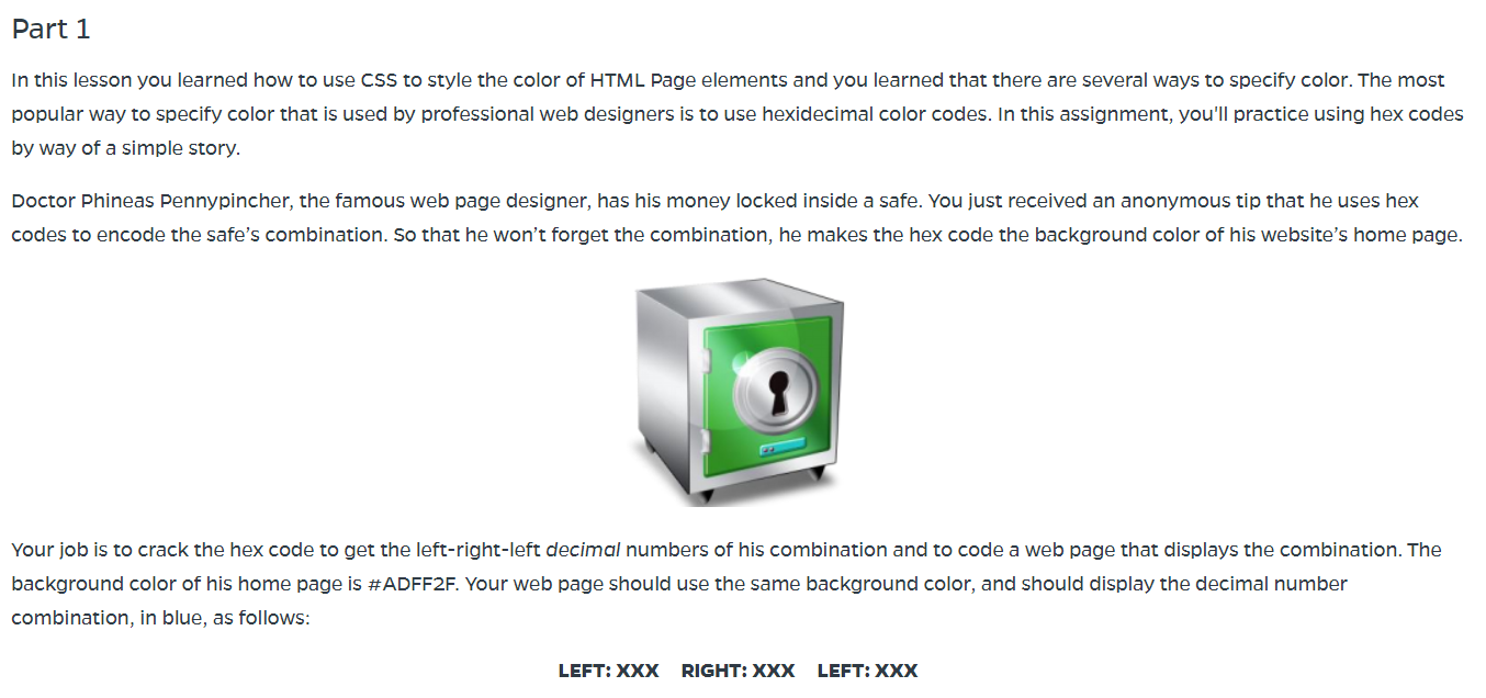 Solved Part 1 In this lesson you learned how to use CSS to | Chegg.com
