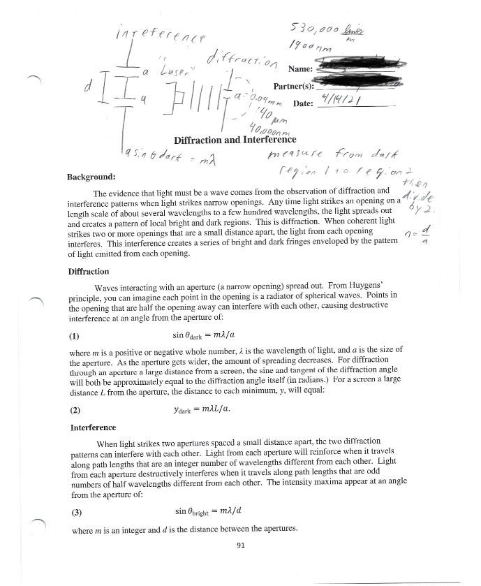 inpeference diffraction 530,000 lb 1900nm I Laser en | Chegg.com