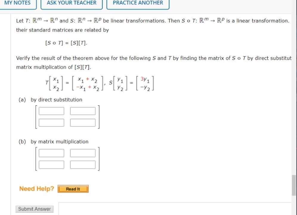 Solved MY NOTES ASK YOUR TEACHER PRACTICE ANOTHER Let T: RMR | Chegg.com
