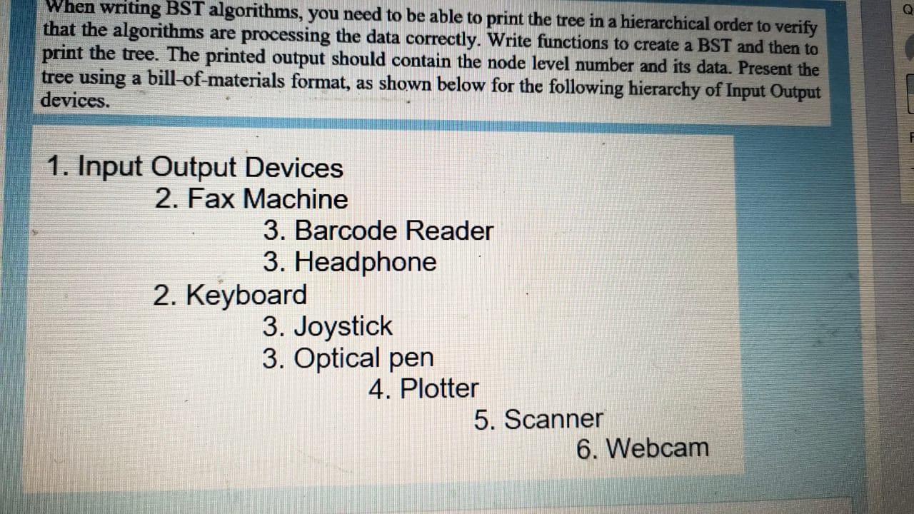 Solved Q When writing BST algorithms, you need to be able to | Chegg.com