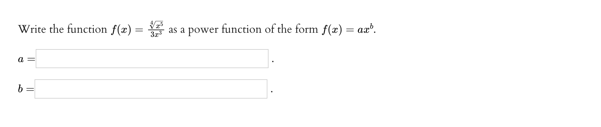 Solved Write the function f(x)=x543x3 ﻿as a power function | Chegg.com