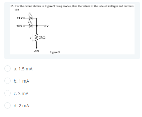 Solved 15. For the circuit shown in Figure 9 using diodes, | Chegg.com