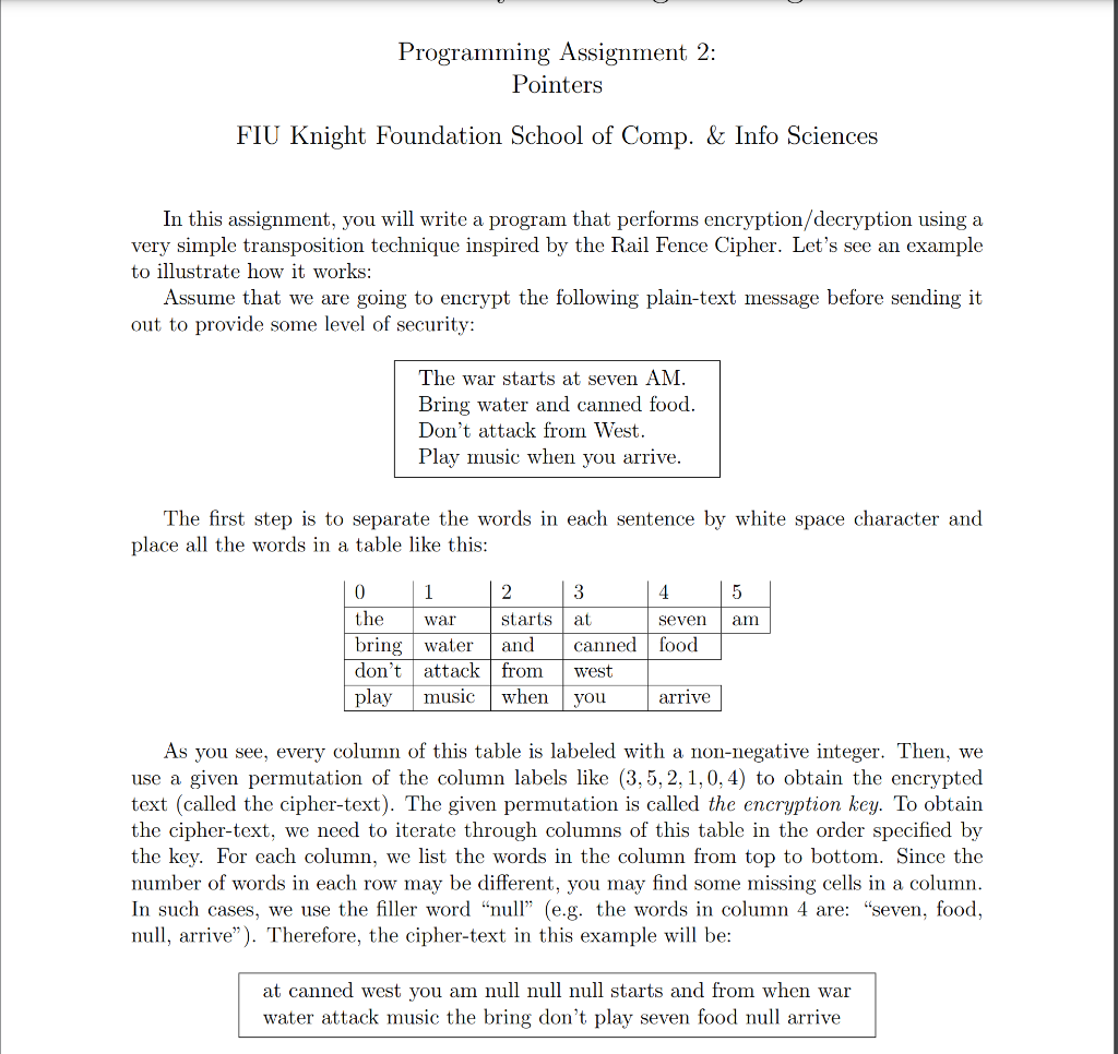 Solved Programming Assignment 2: Pointers FIU Knight | Chegg.com