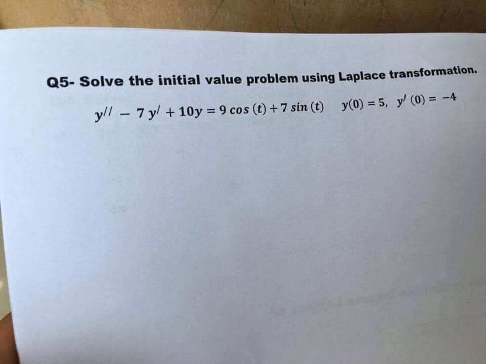Solved Q5- Solve the initial value problem using Laplace | Chegg.com