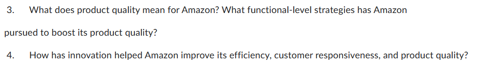 3. What does product quality mean for Amazon? What | Chegg.com