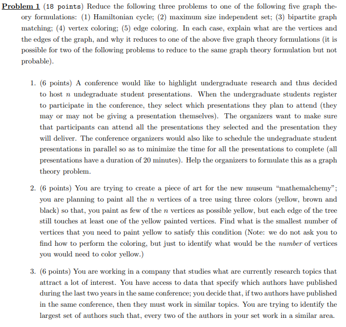Solved Problem 1 (18 points) Reduce the following three | Chegg.com