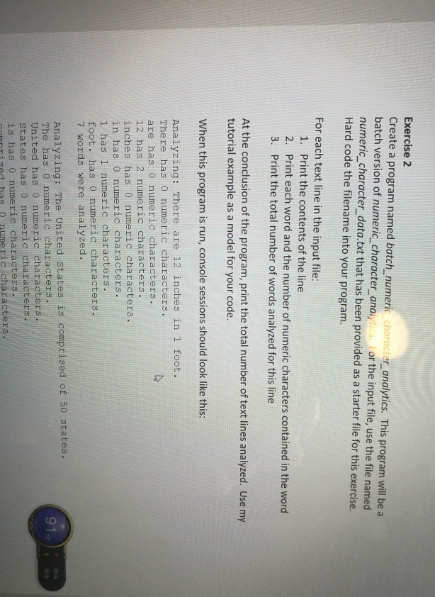 Solved Exercise 2 Create a program named batch_numeric | Chegg.com