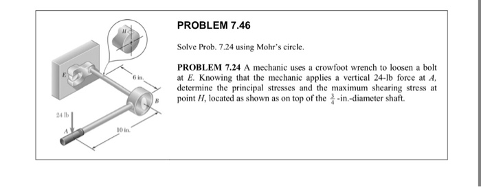 Solved PROBLEM 7.46 Solve Prob. 7.24 using Mohr's circle. | Chegg.com