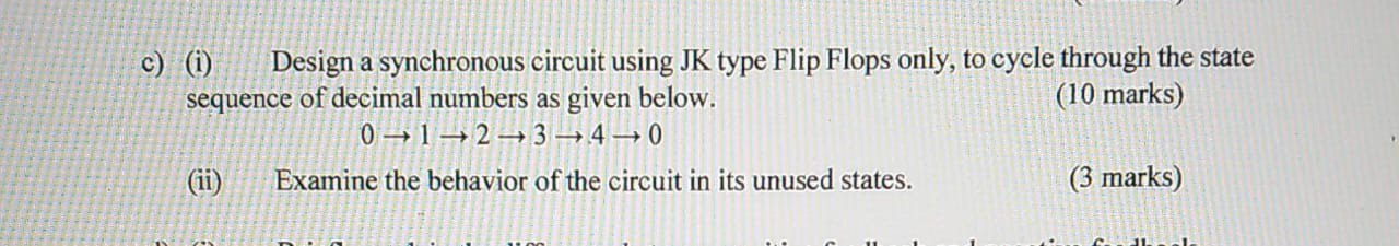 Solved c) (i) Design a synchronous circuit using JK type | Chegg.com