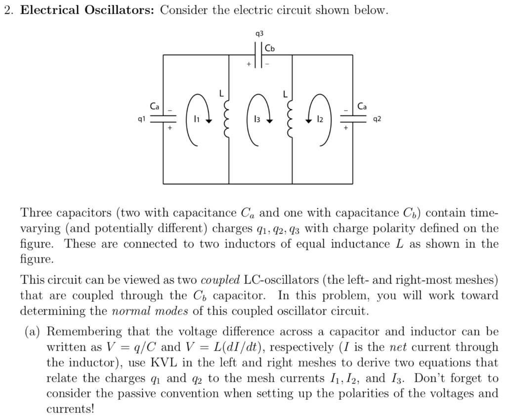 Solved 2. Electrical Oscillators: Consider the electric | Chegg.com