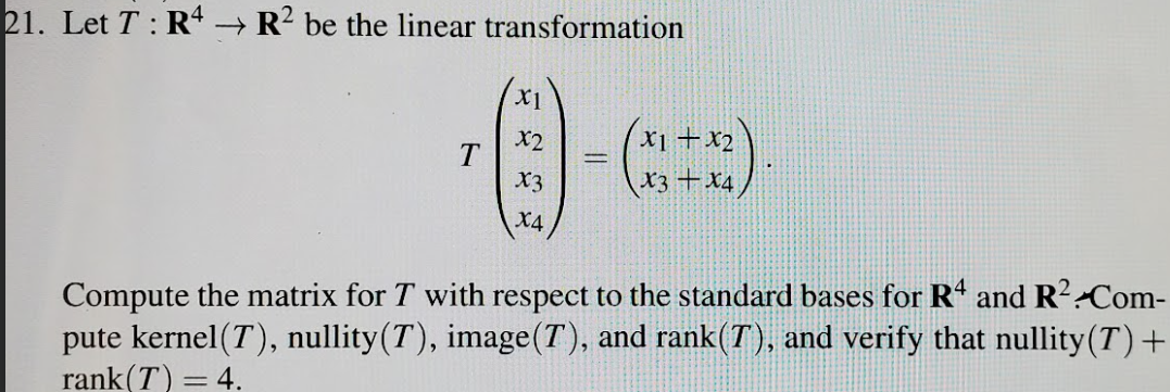 Solved 20. Let T:R3→R3 be the linear transformation | Chegg.com