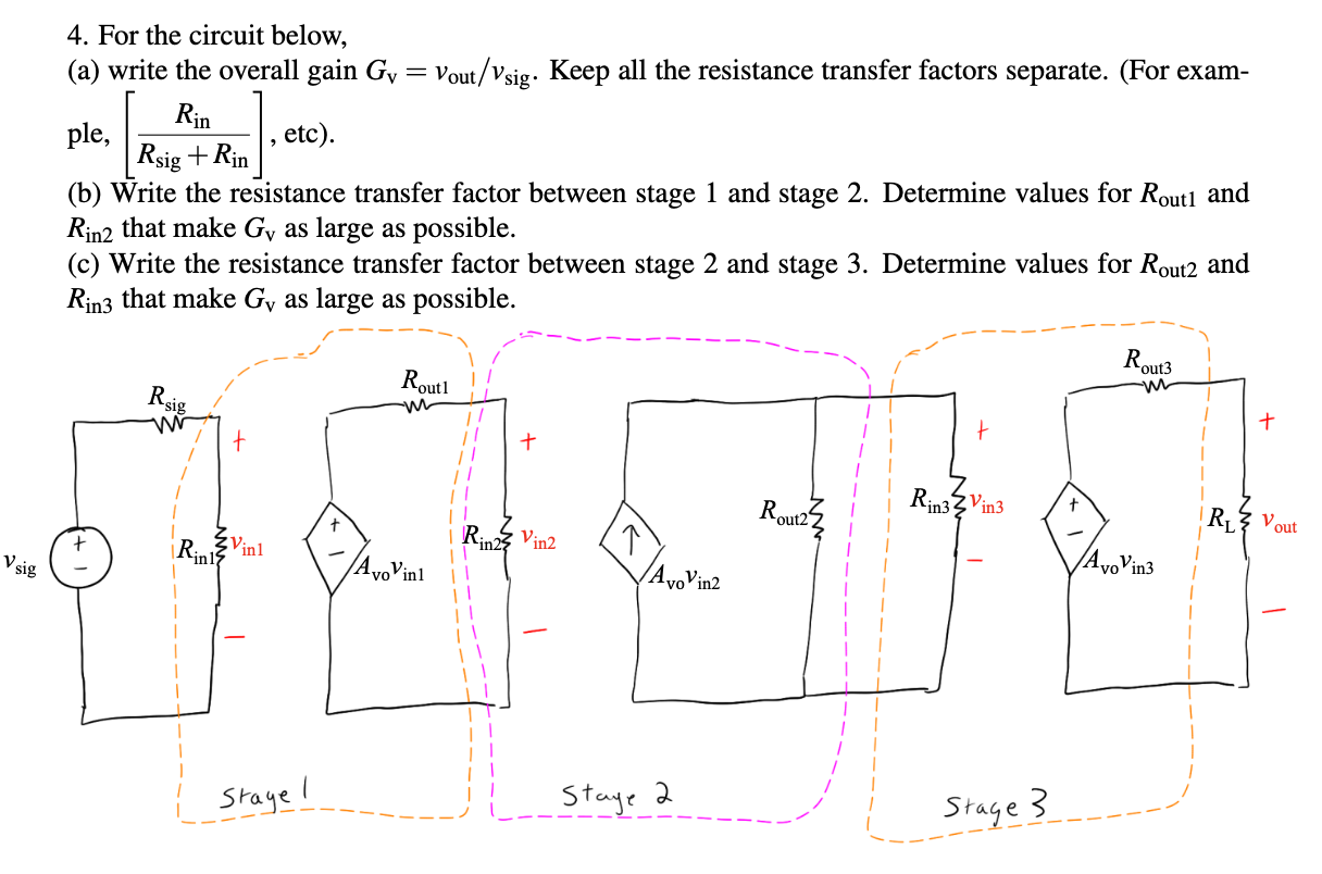 Solved For the circuit below,(a) ﻿write the overall gain | Chegg.com
