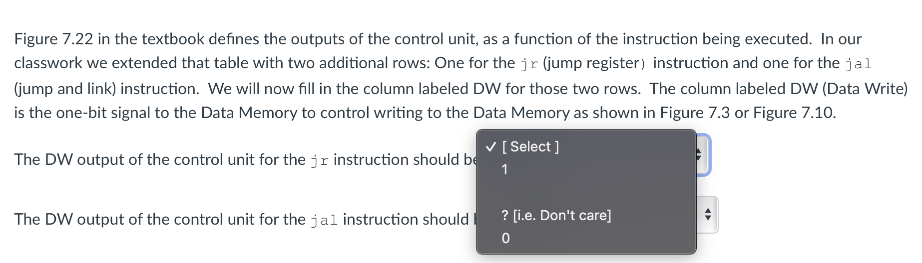 Solved Figure 7.22 in the textbook defines the outputs of | Chegg.com