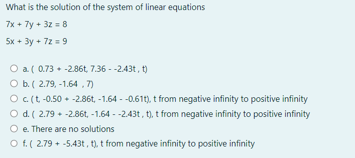Solved What is the solution of the system of linear | Chegg.com