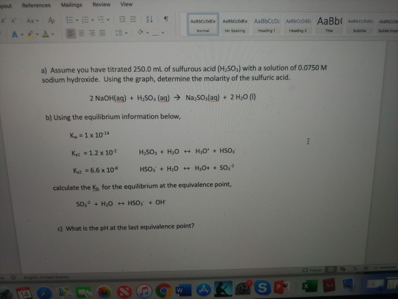 Acete AaBCDate AaBbl * AWA 10. Acid-base Titration of | Chegg.com