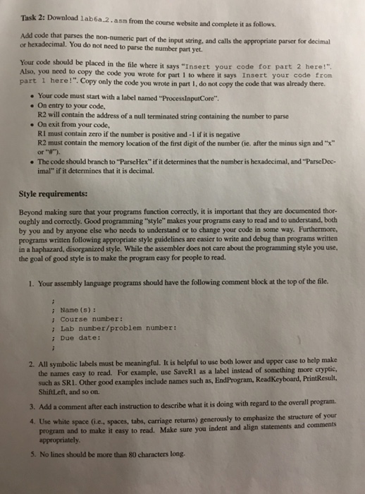 Solved Task 2: Download lab6a.2.asm from the course website | Chegg.com