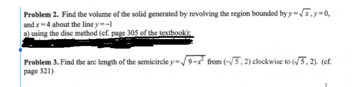 Solved Problem 2. Find the volume of the solid generated by | Chegg.com