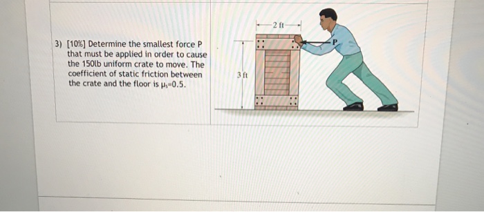 Solved 2 Ft 3 [10 ] Determine The Smallest Force P That