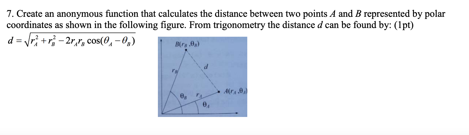 Solved 7. Create an anonymous function that calculates the | Chegg.com